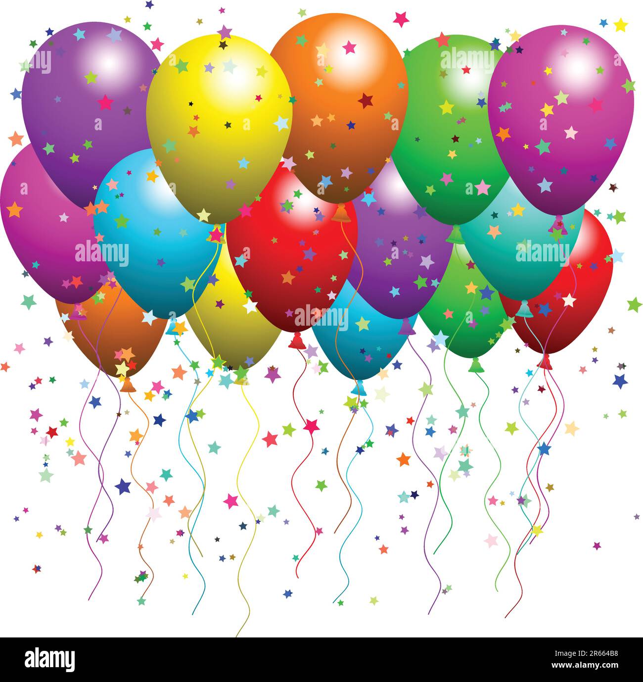Balloons and star shaped confetti Stock Vector Image & Art - Alamy