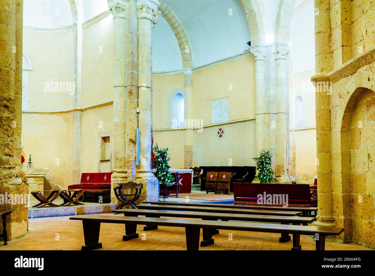 Interior of Church of the True Cross, Iglesia de la Vera Cruz, is a ...