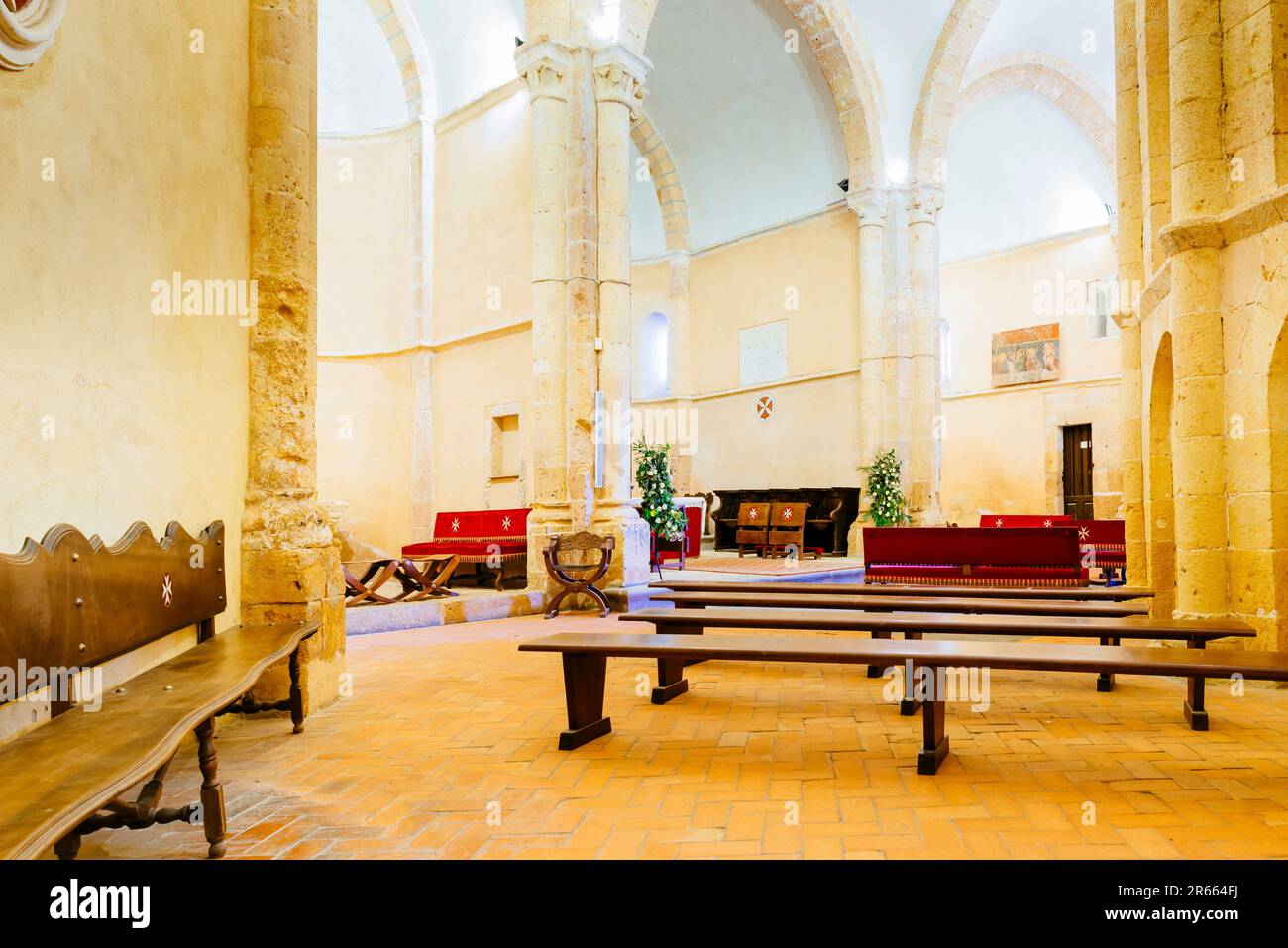 Interior of Church of the True Cross, Iglesia de la Vera Cruz, is a ...