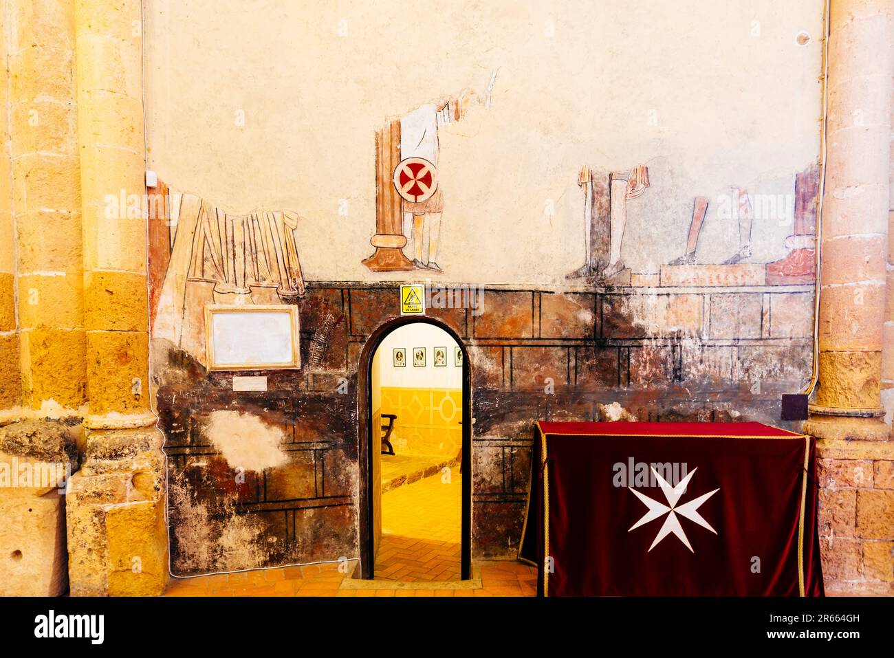 Remnants of fresco painting on the wall. Interior of Church of the True ...