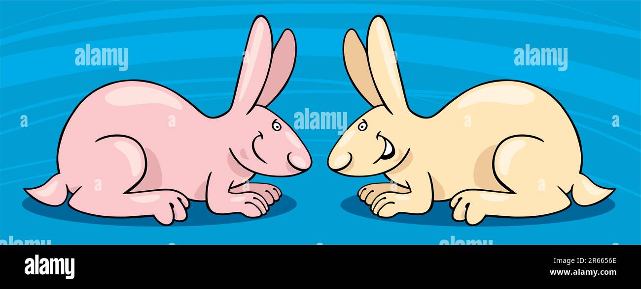 Cartoon illustration of Two Cute Bunnies Stock Vector Image & Art - Alamy