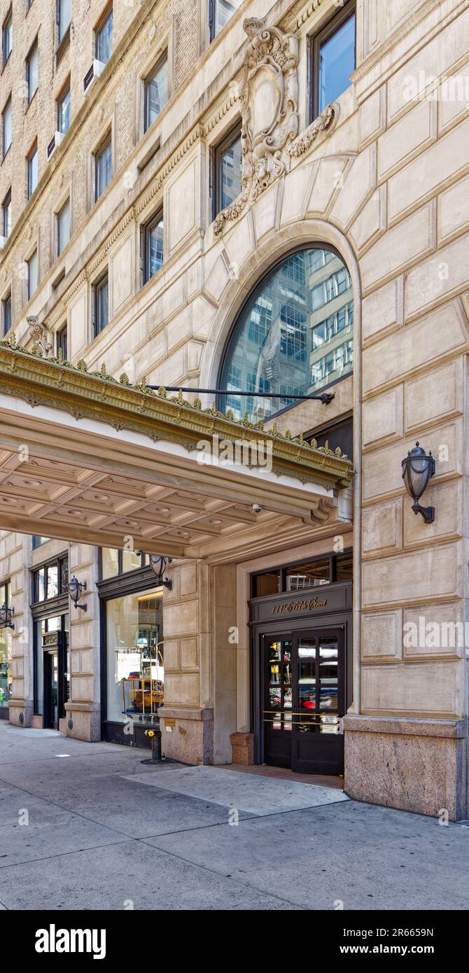 Street-level detail of the Emery Roth-designed Ritz Tower, at 465 Park ...