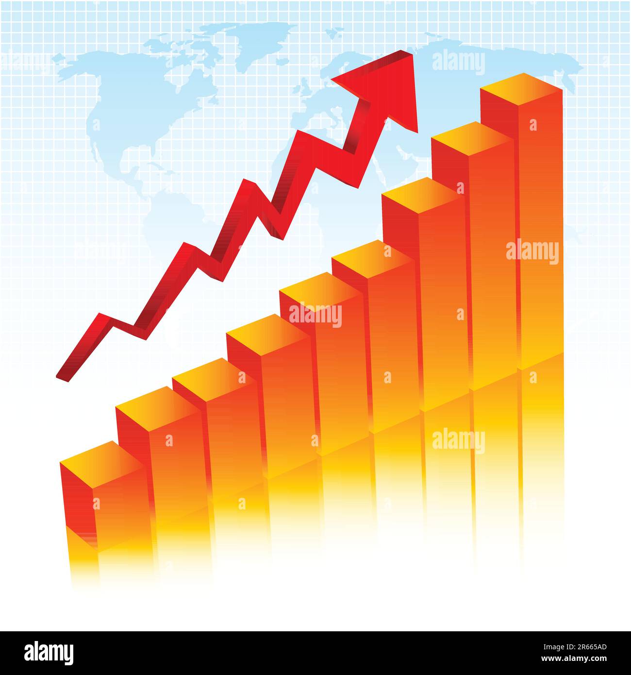 Chart showing rising profits on world map background Stock Vector Image ...