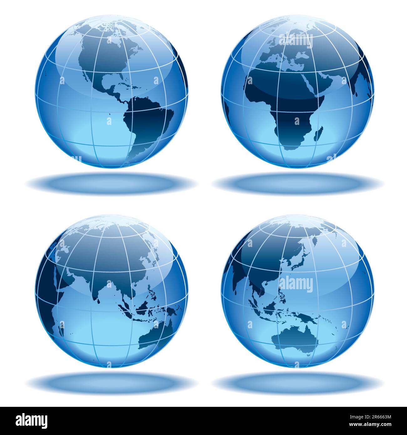Four globes showing earth with all continents Stock Vector Image & Art - Alamy