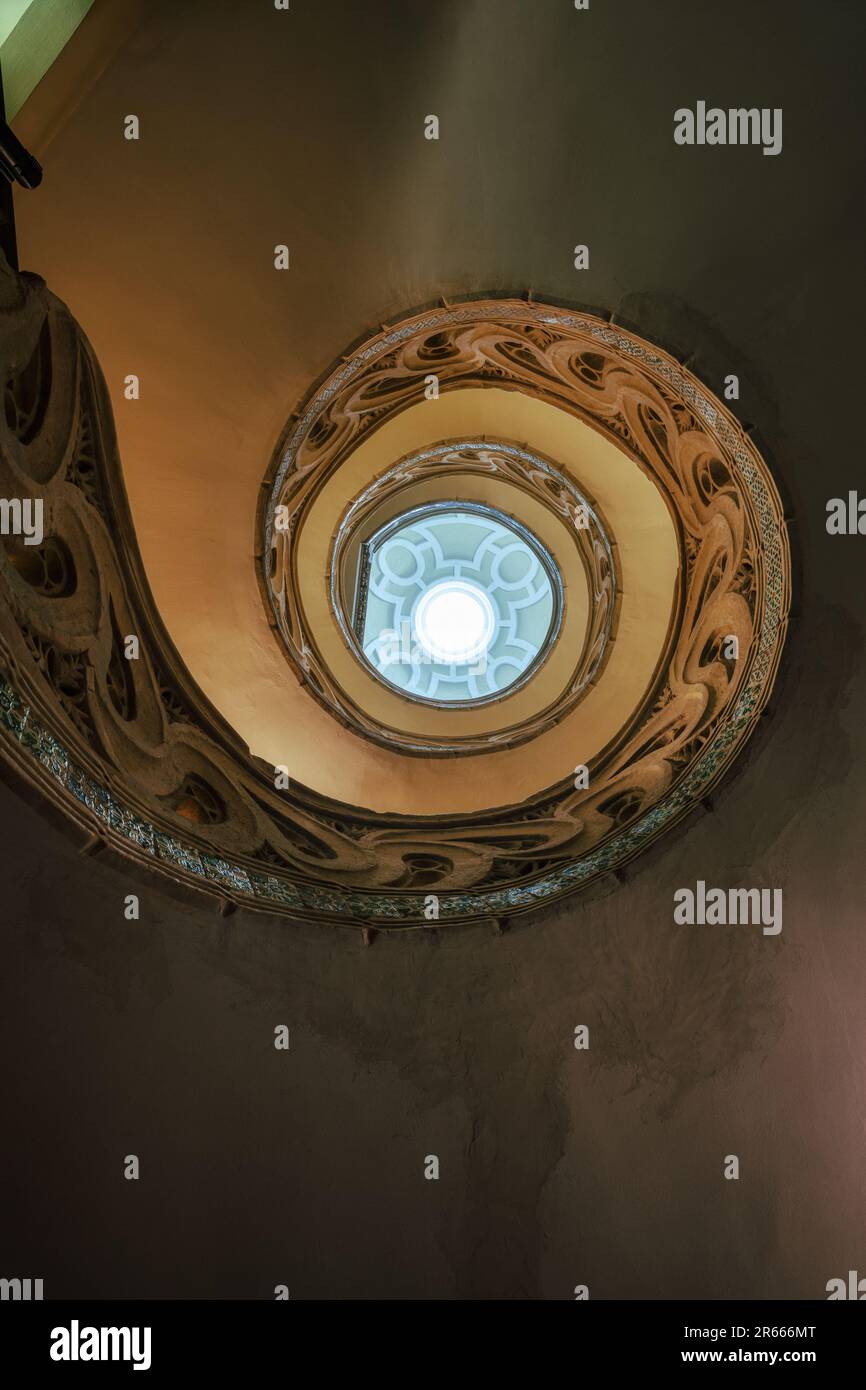 Ornate ancient spiral staircase of the Catholic Catedral de Santa Maria ...