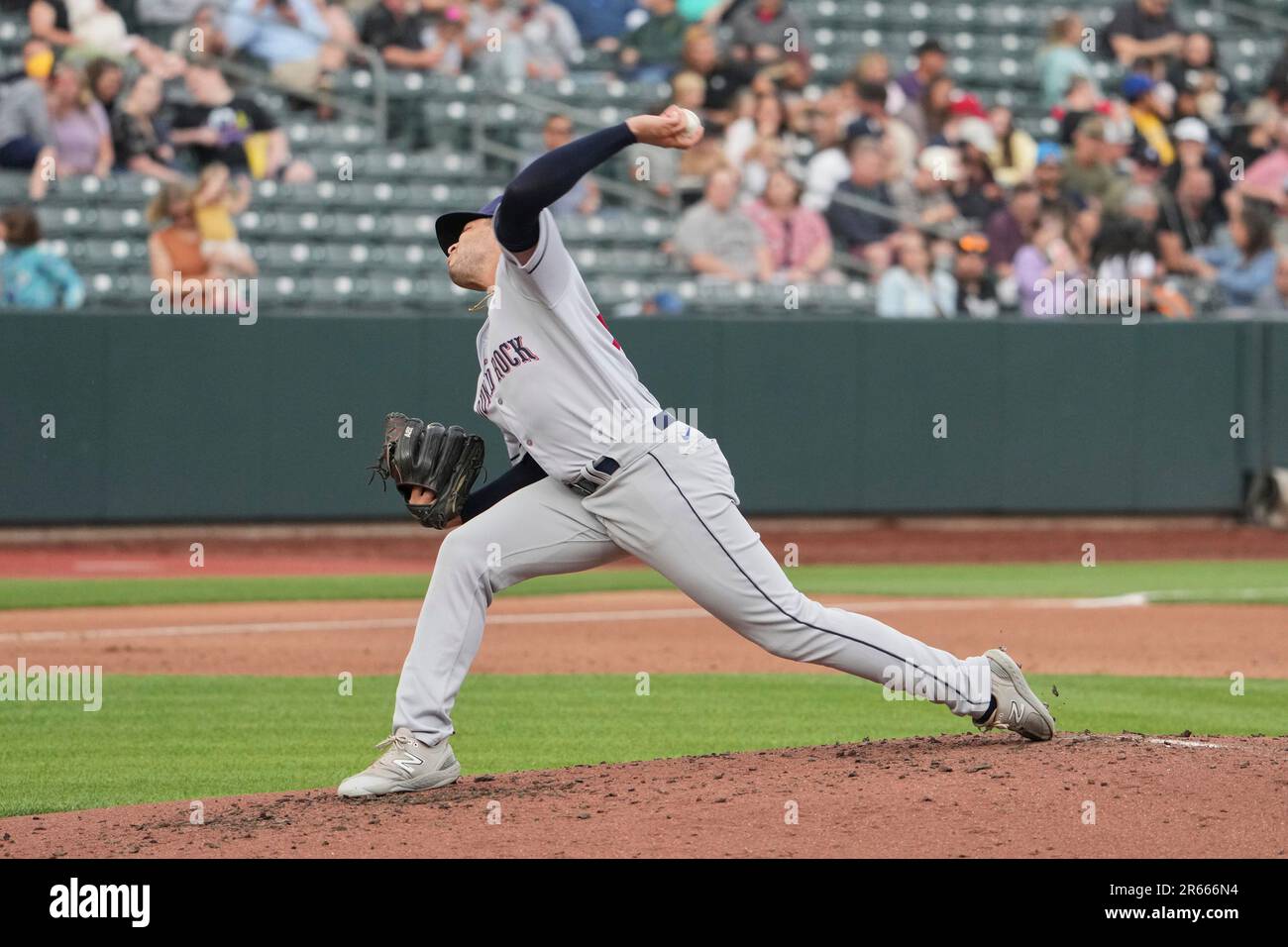 Salt Lake UT, USA. 6th June, 2023. Round Rock pitcher Tristan Polley ...
