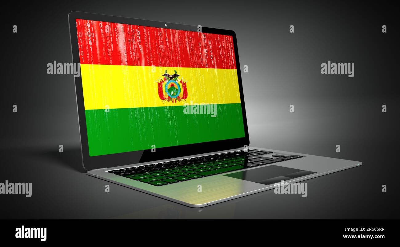 Bolivia - country flag and binary code on laptop screen - 3D ...