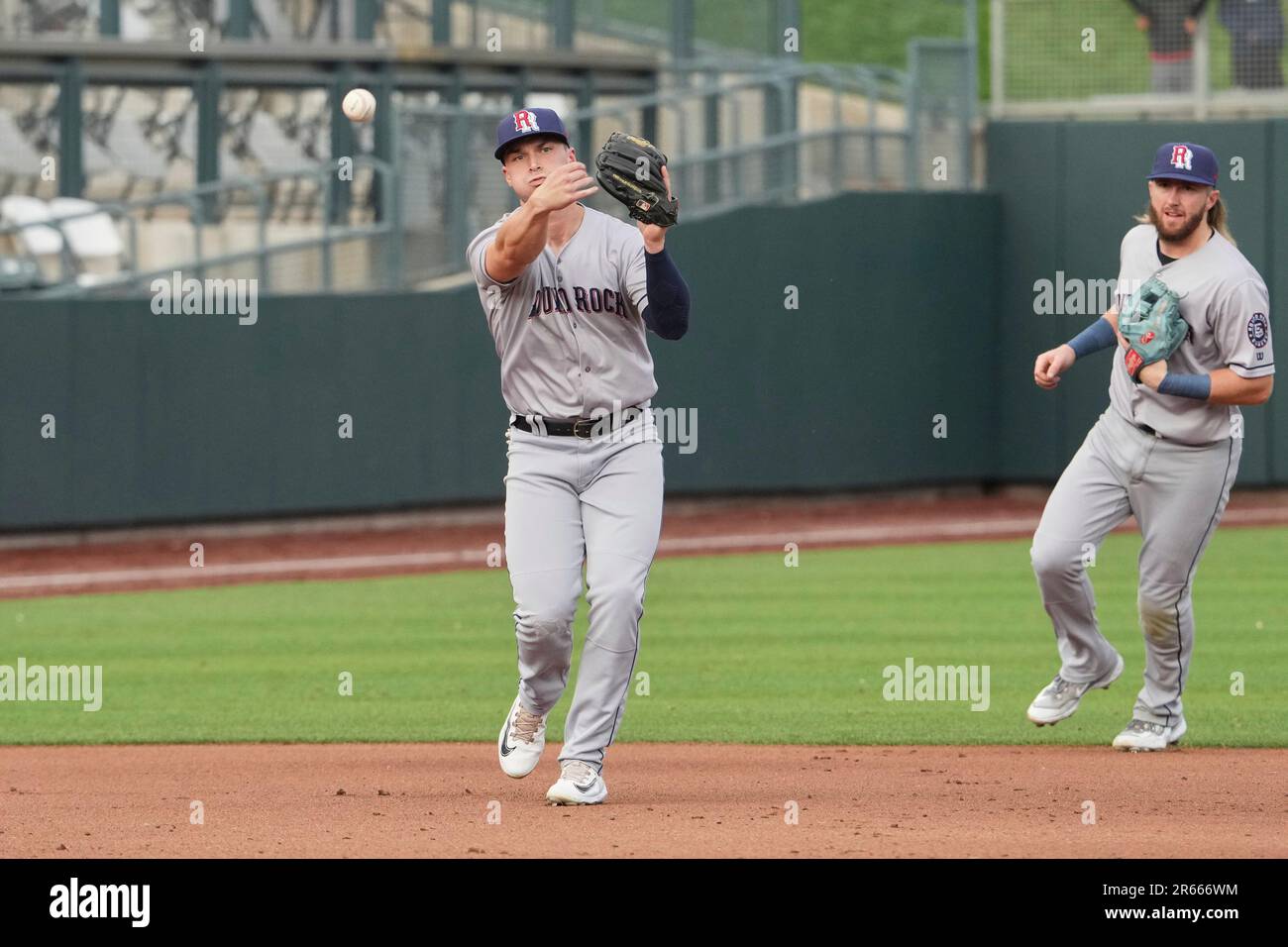 Salt Lake UT, USA. 6th June, 2023. Round Rock third baseman Justin ...