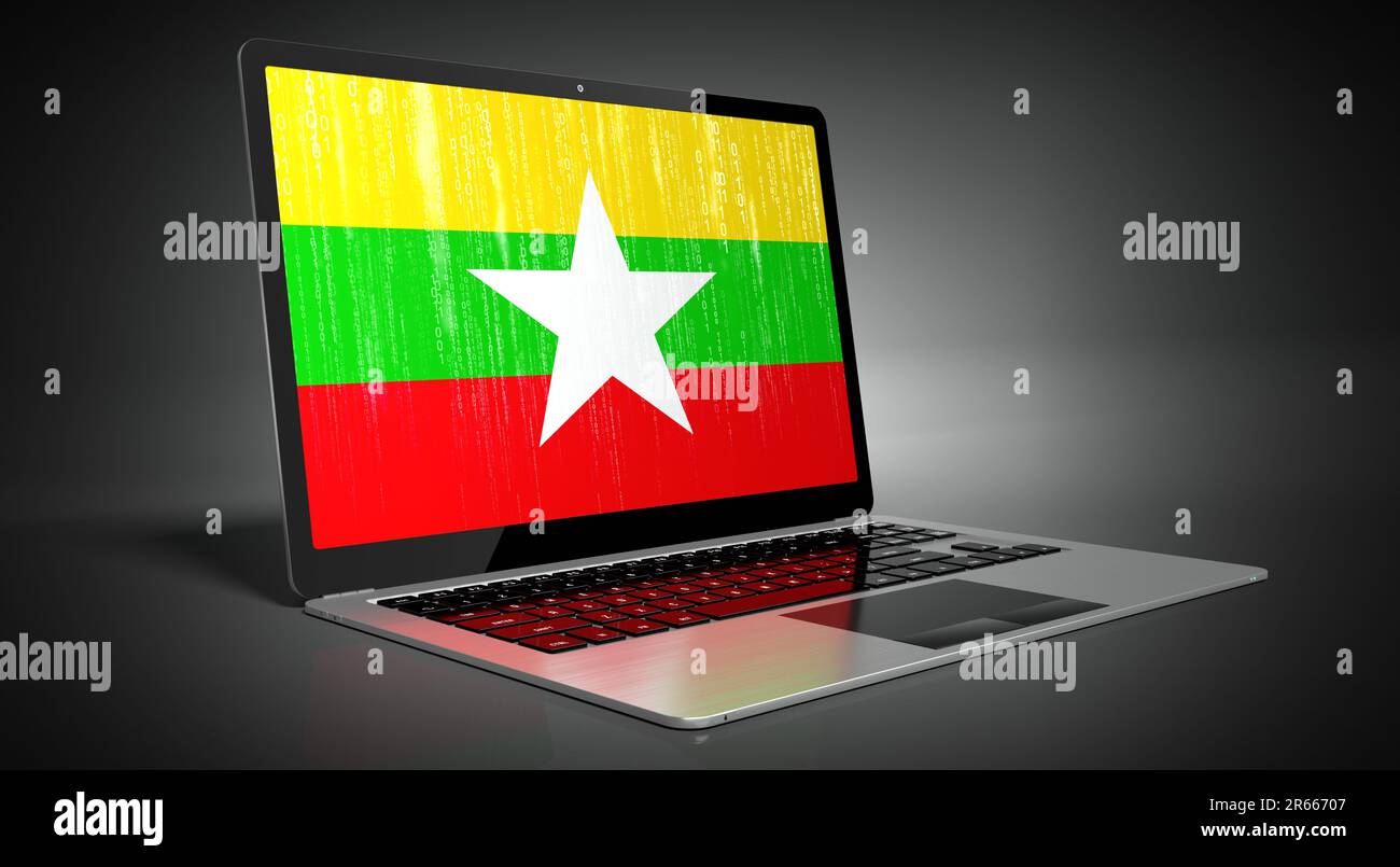Burma - country flag and binary code on laptop screen - 3D illustration Stock Photo - Alamy