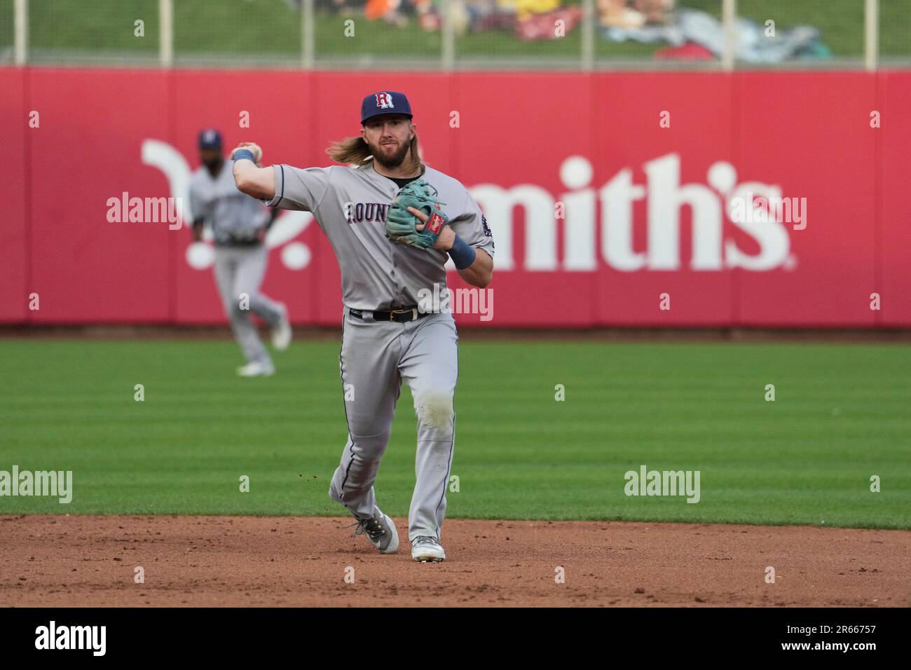 Salt Lake UT, USA. 6th June, 2023. Round Rock shortstop Davis Wendzel ...