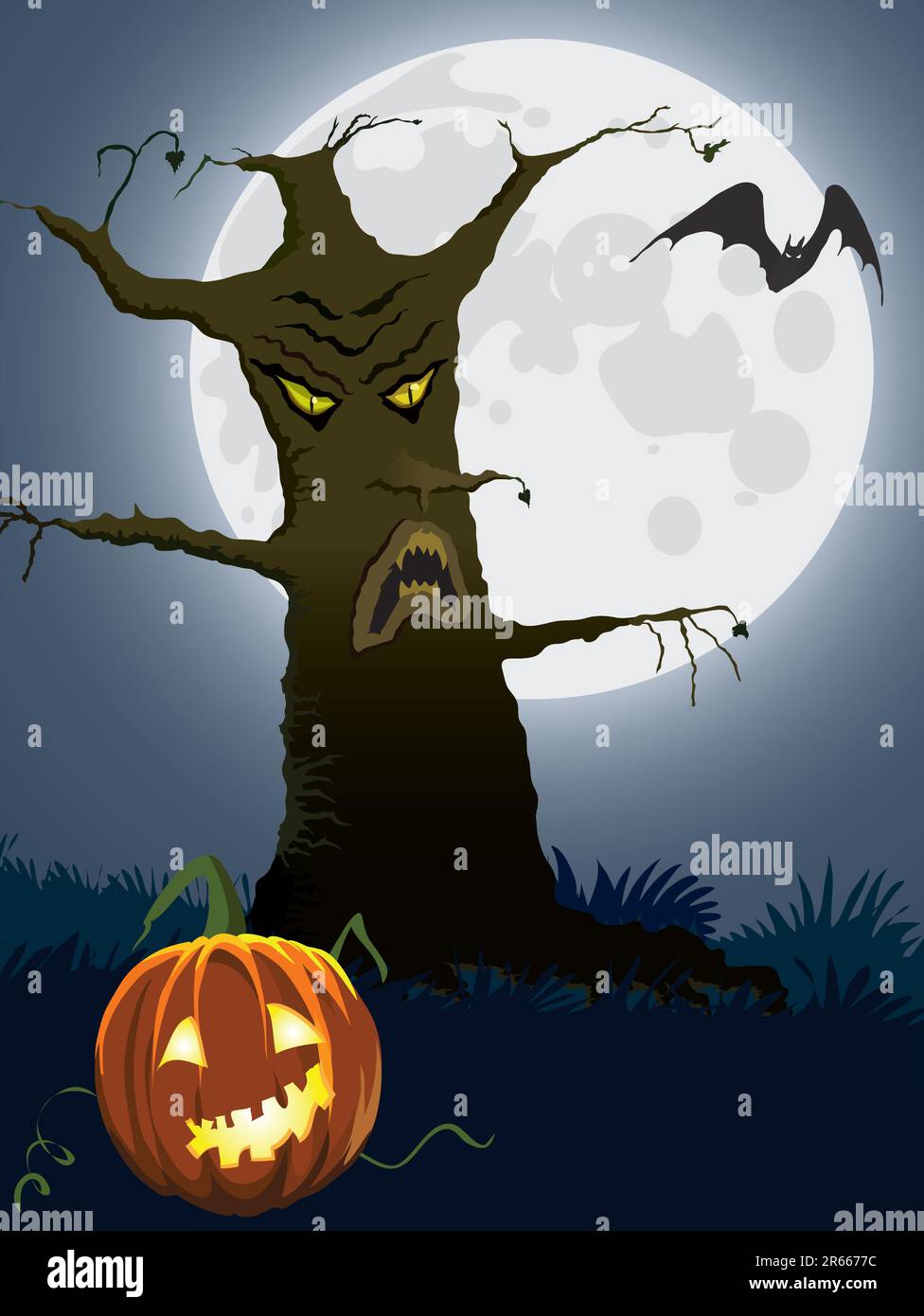 Halloween scary tree, illustration for Halloween holiday Stock Vector ...