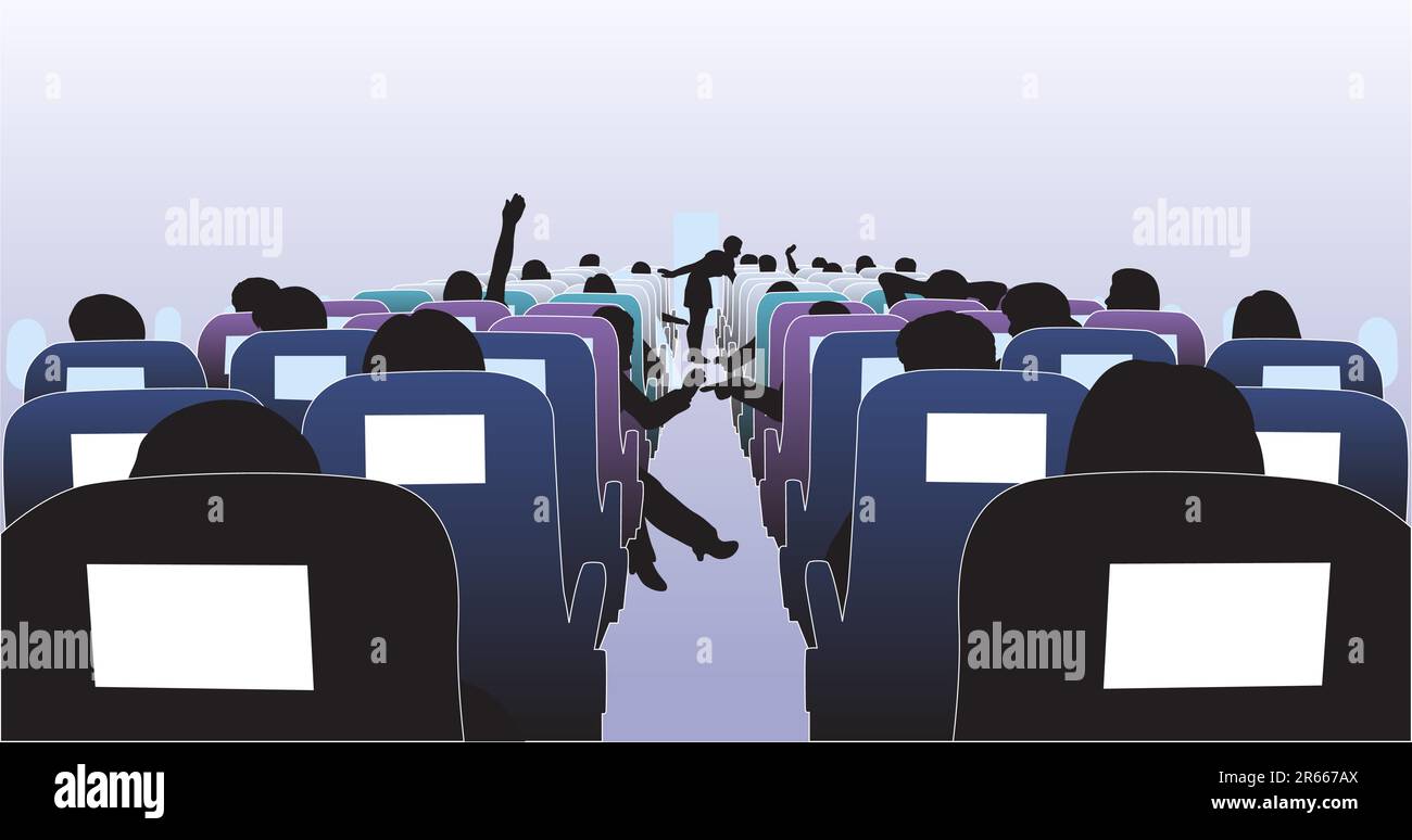 Editable vector illustration of passengers in an airplane Stock Vector ...