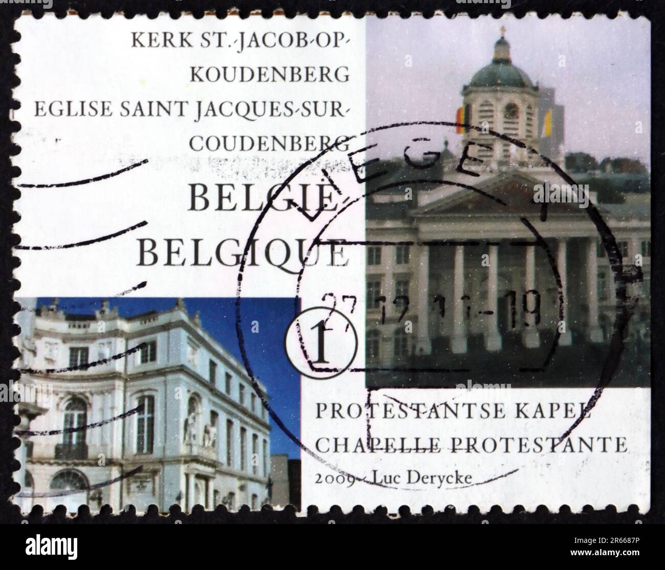 BELGIUM - CIRCA 2009: a stamp printed in Belgium shows the Church of St ...