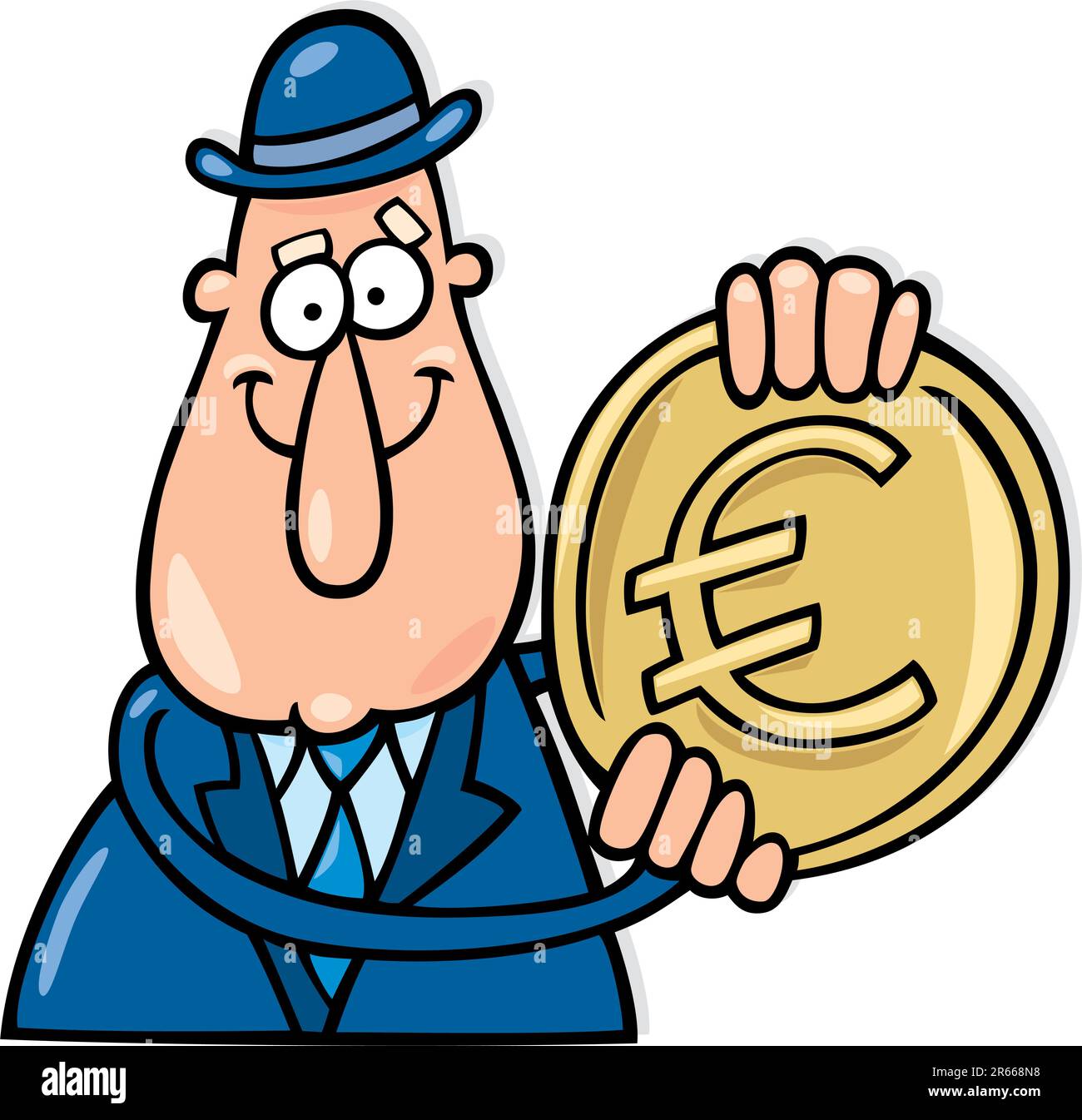 Cartoon illustration of man with euro coin Stock Vector Image & Art - Alamy