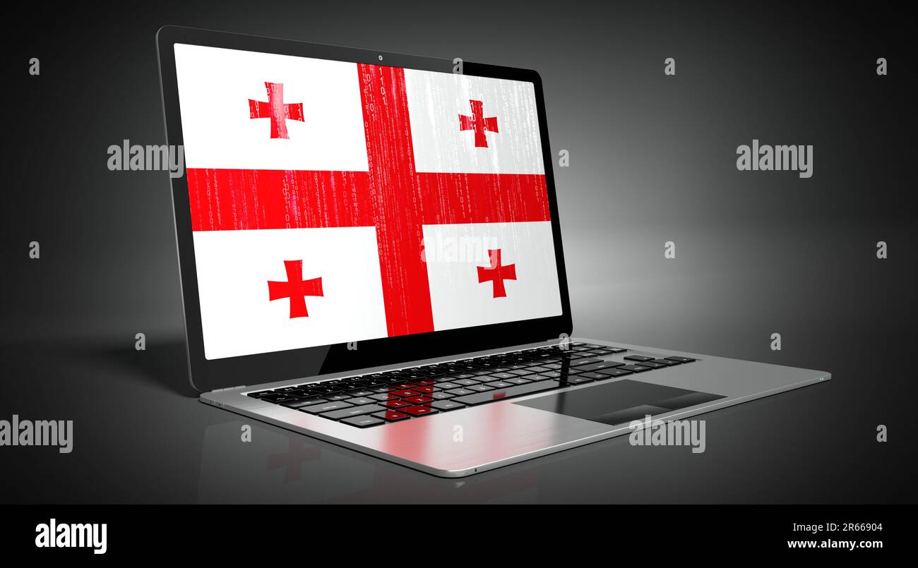 Georgia - country flag and binary code on laptop screen - 3D ...