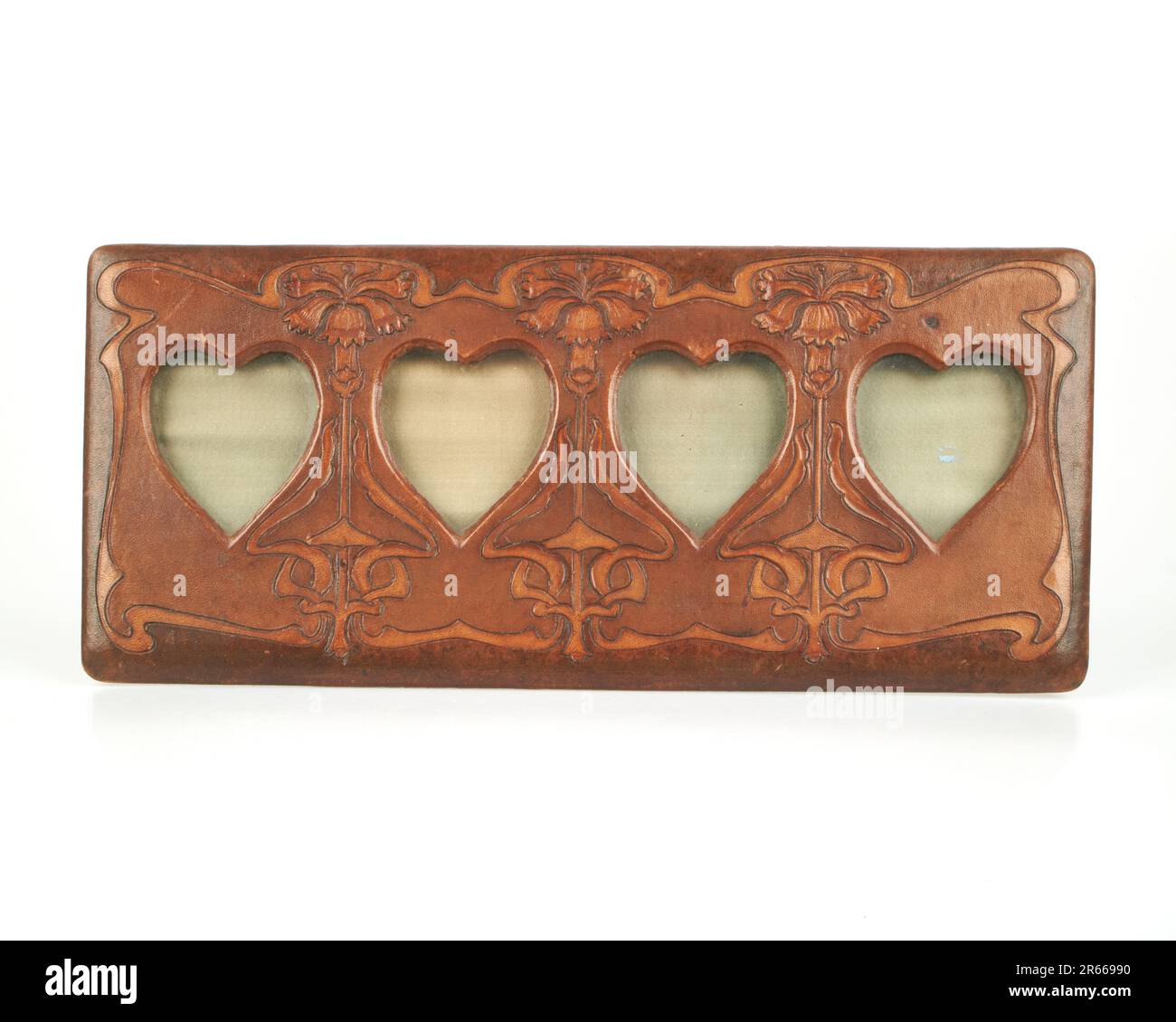 Antique 1900s Art Nouveau embossed lily leather four window photograph ...