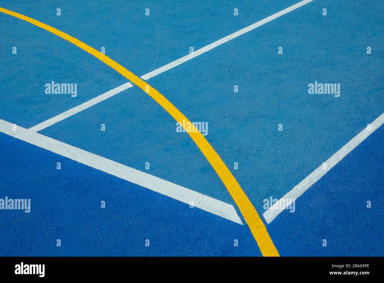 Sport field court background. Blue rubberized and granulated ground ...