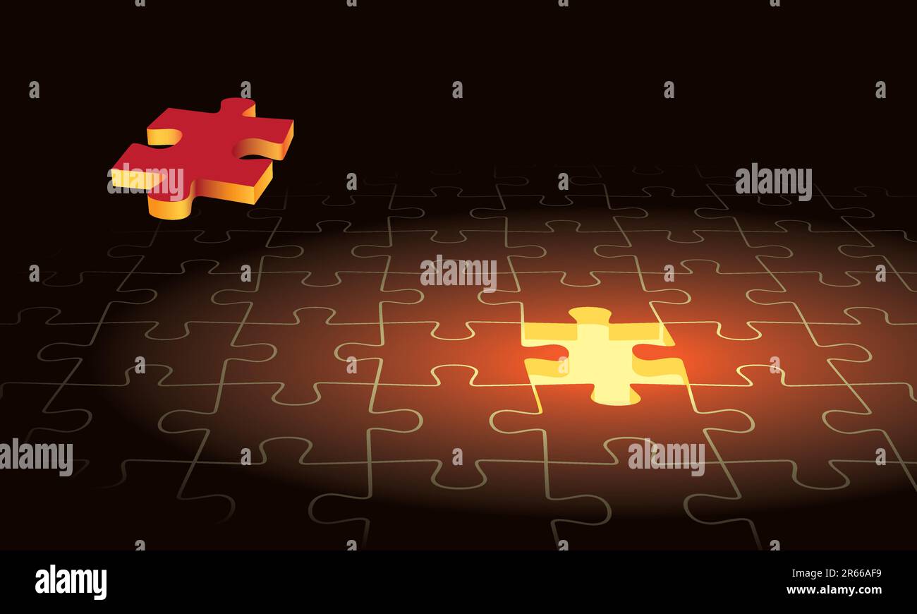 One piece of jigsaw puzzle is flying over a puzzle plane Stock Vector ...