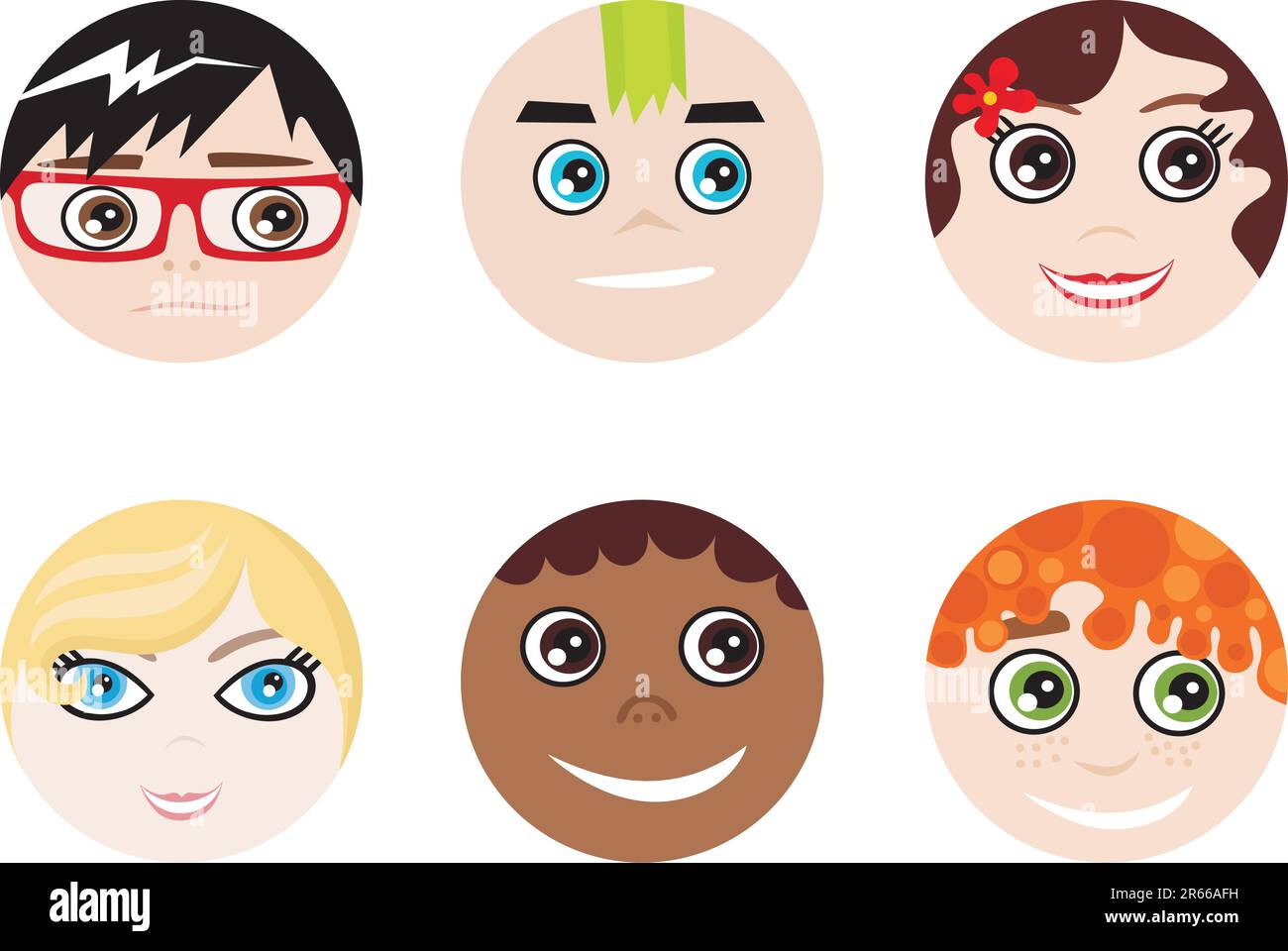 vector illustration of a cute face set Stock Vector Image & Art - Alamy