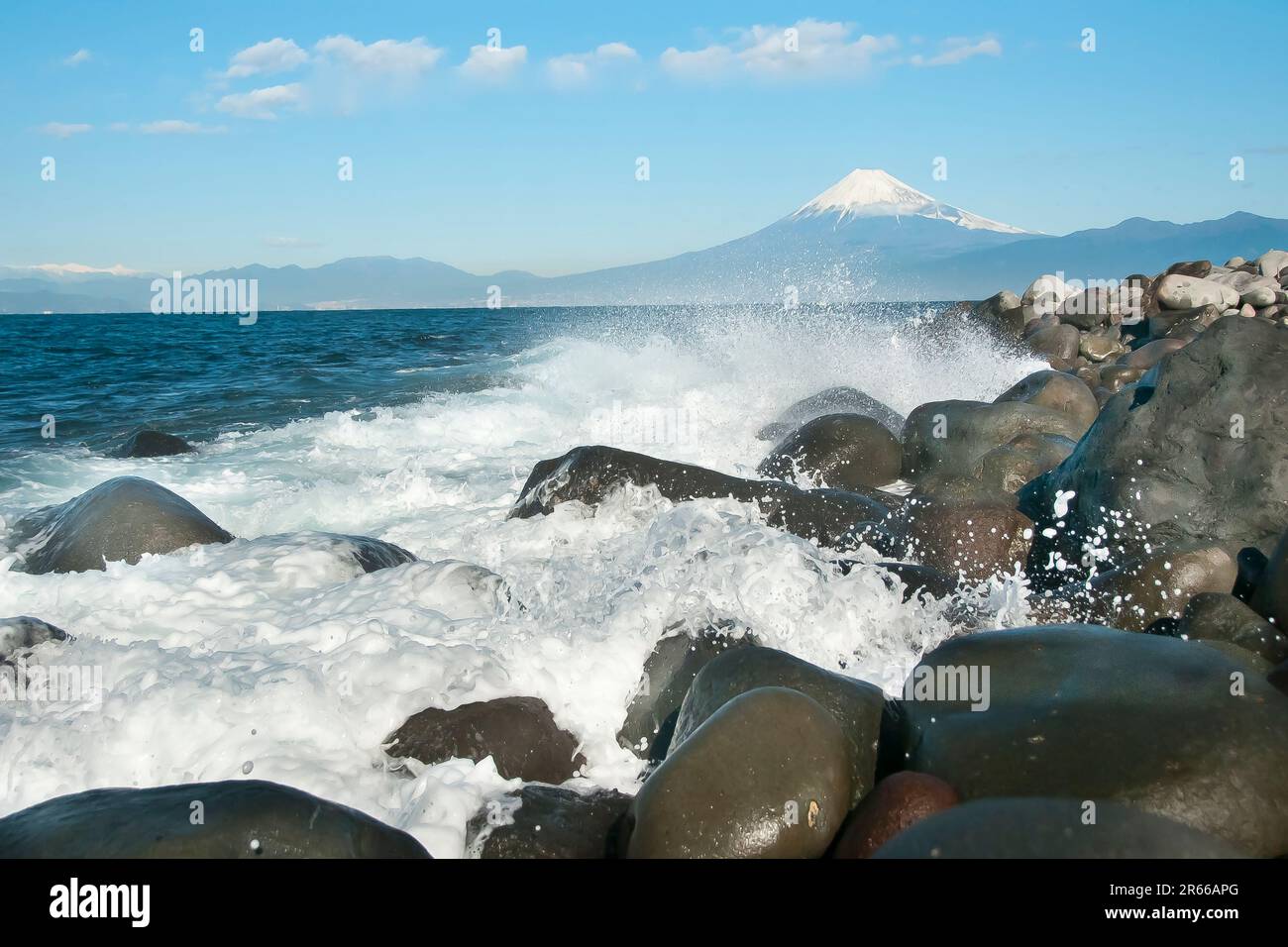 Wave tops and Mt. Fuji Stock Photo - Alamy