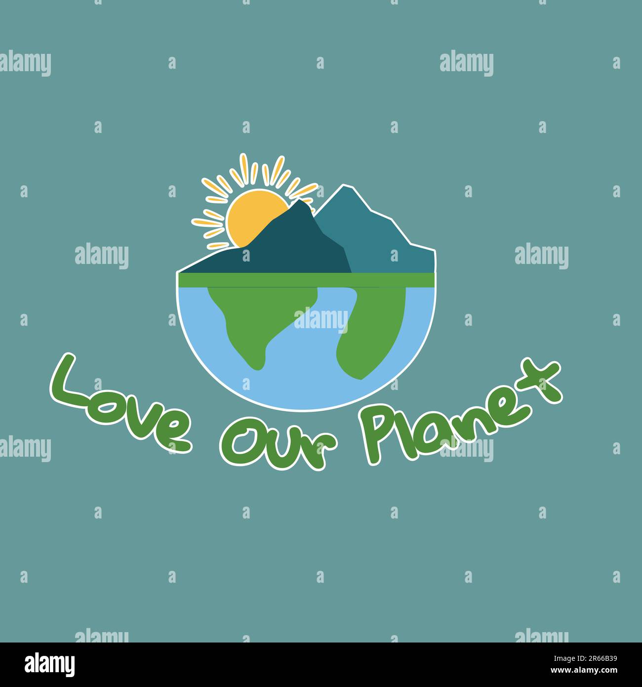 love one place. save the planet. vector illustration. flat design for ...