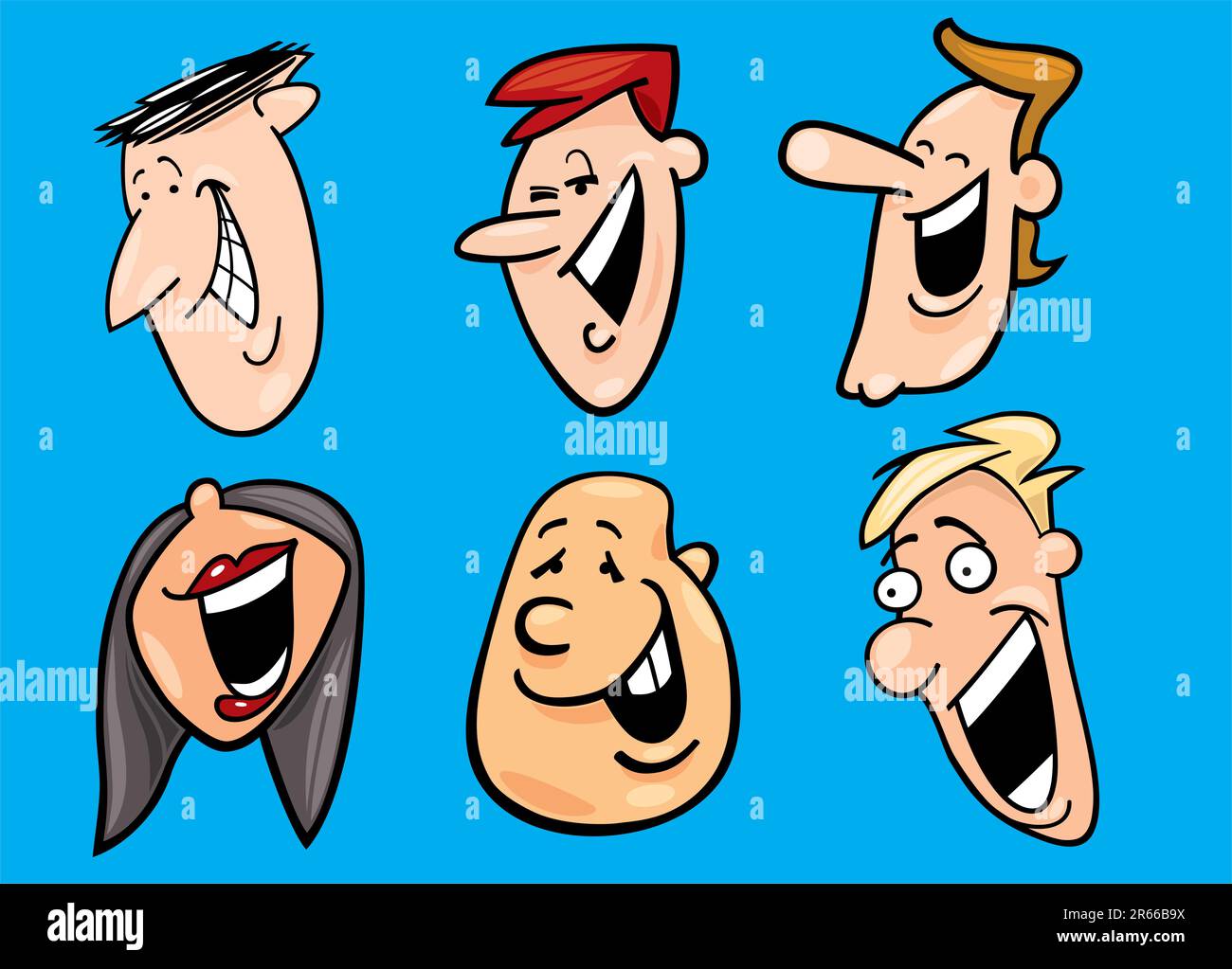 Cartoon vector illustration of set of funny faces Stock Vector Image ...