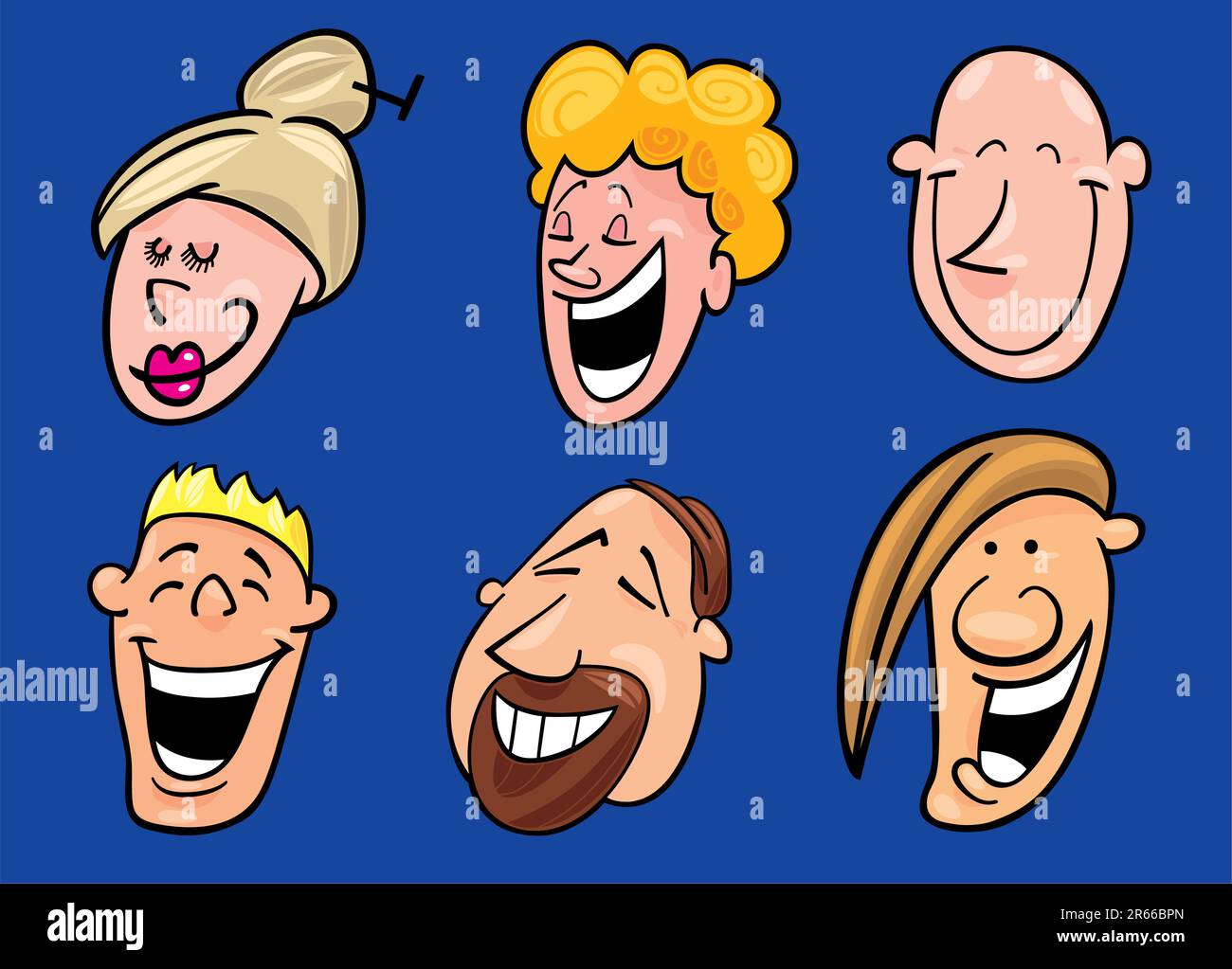 Cartoon vector illustration of set of funny faces Stock Vector Image ...