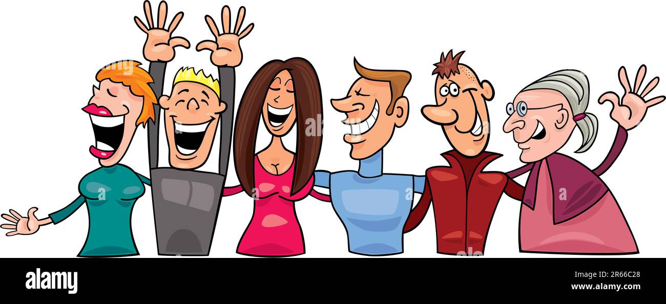 Cartoon vector illustration of group of happy people Stock Vector Image ...