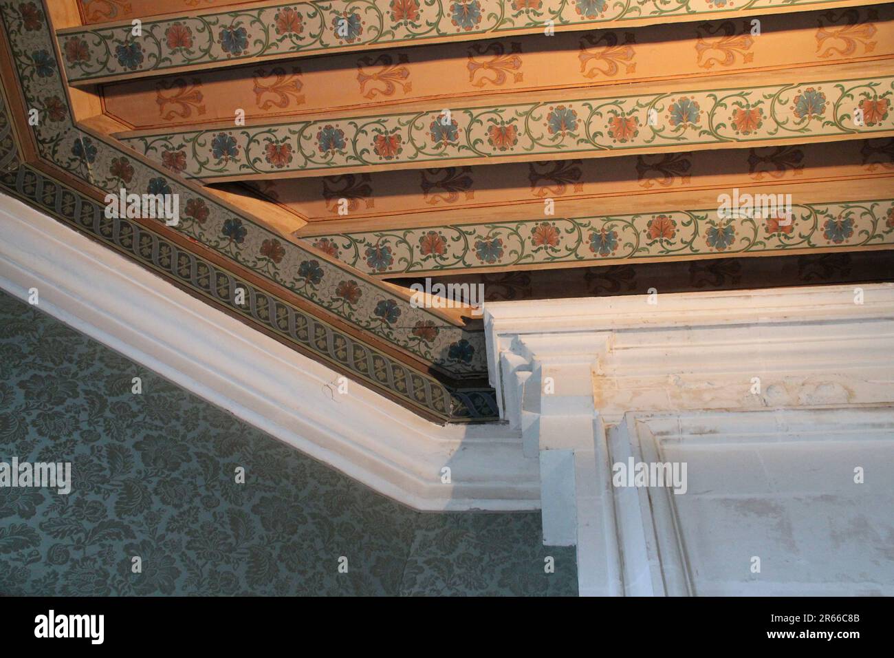 ceiling in a medieval and renaissance castle in touraine (france Stock ...
