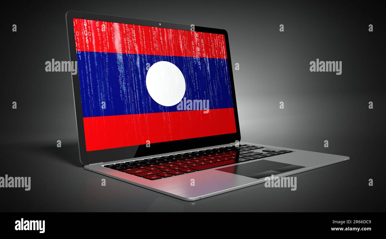 Laos - country flag and binary code on laptop screen - 3D illustration Stock Photo - Alamy