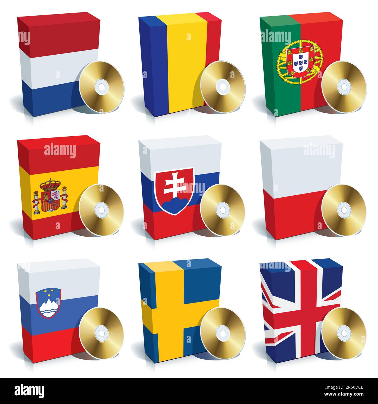 Software boxes with colors of national flags. Europe set 3 Stock Vector ...