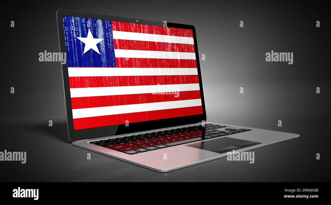 Liberia - country flag and binary code on laptop screen - 3D illustration Stock Photo - Alamy