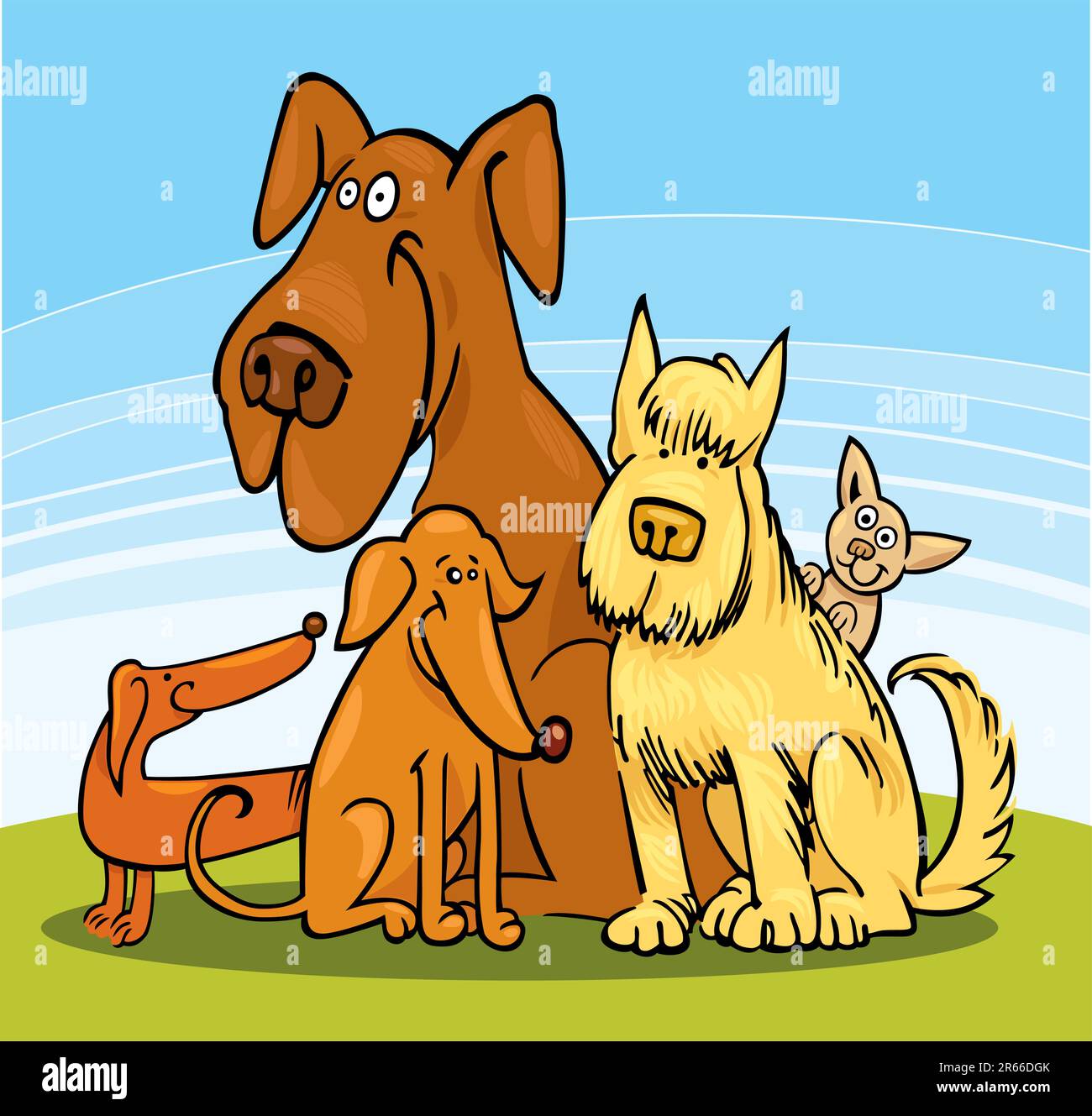 Illustration of Group of five funny Dogs Stock Vector Image & Art - Alamy