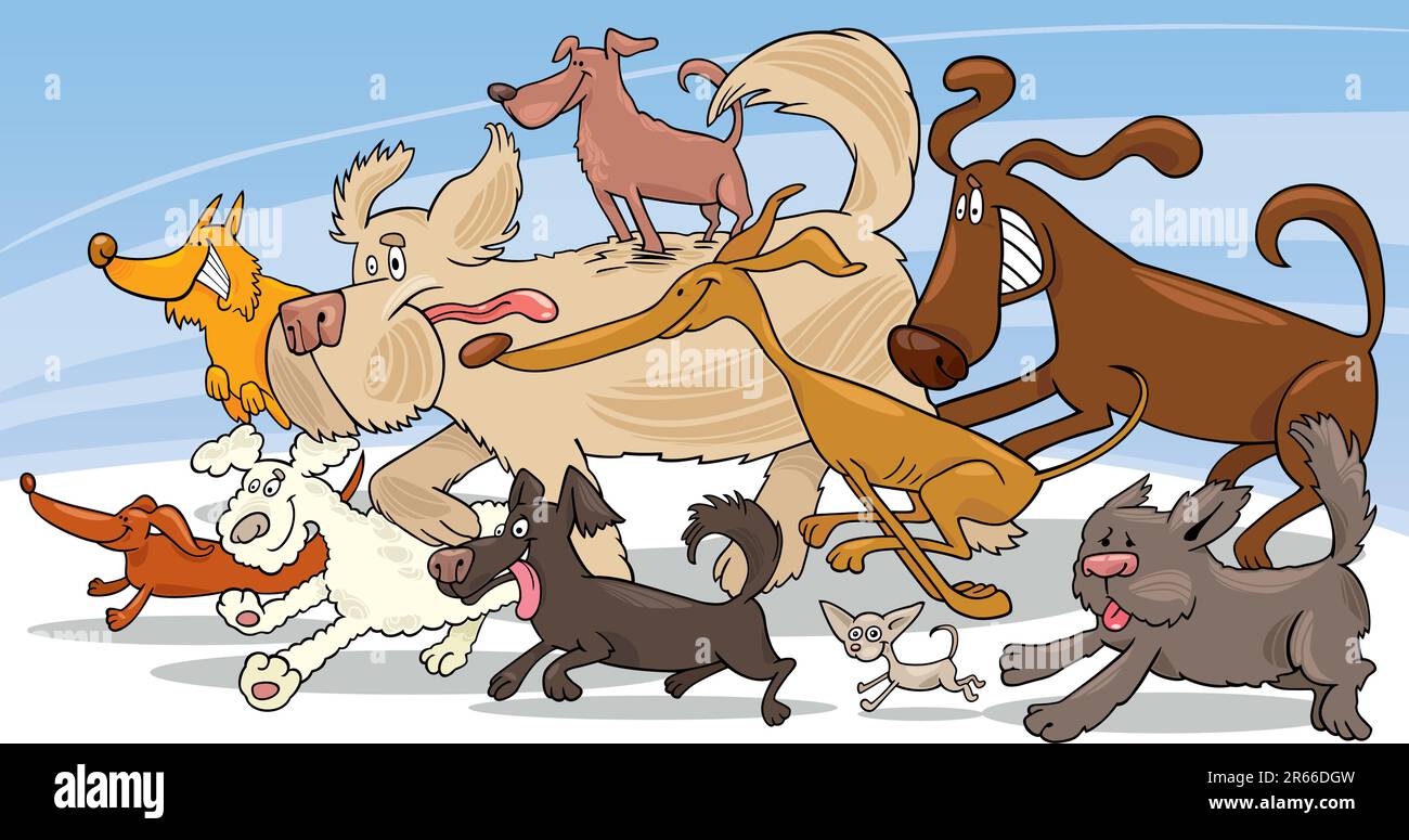 Illustration of group of running dogs Stock Vector Image & Art - Alamy