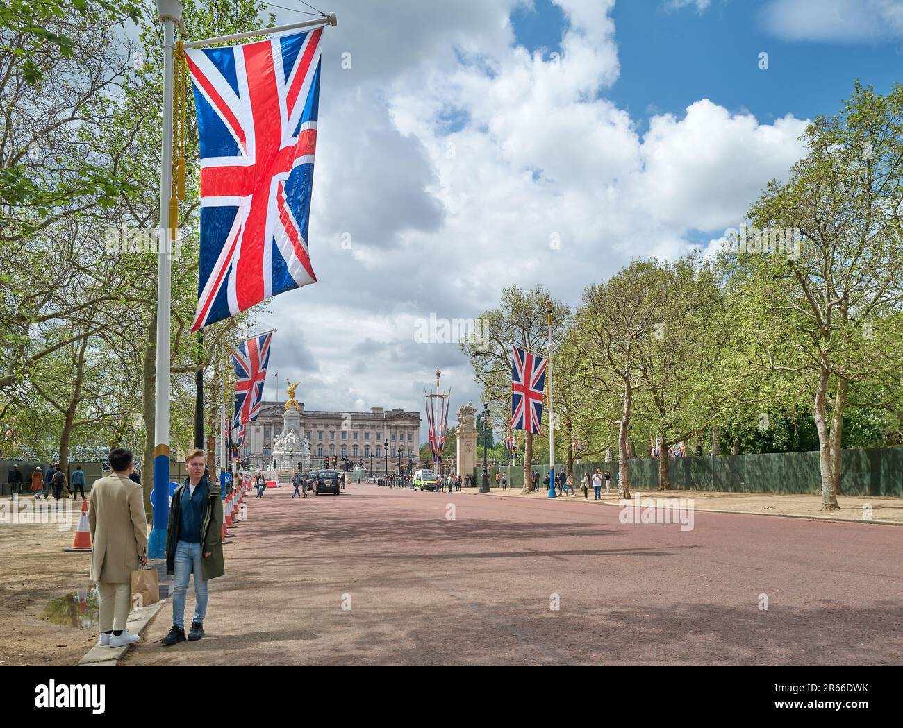 Union Jack flag on the Mall, near Buckingham Palace, London, England, a ...