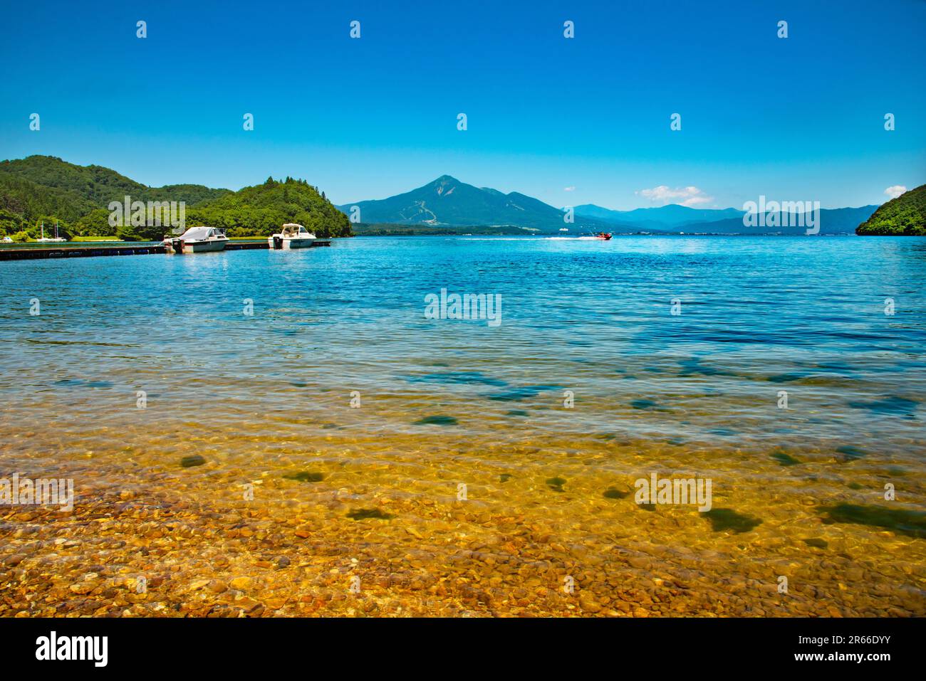 Inawashiro Lake and Mt. Bandai Stock Photo - Alamy