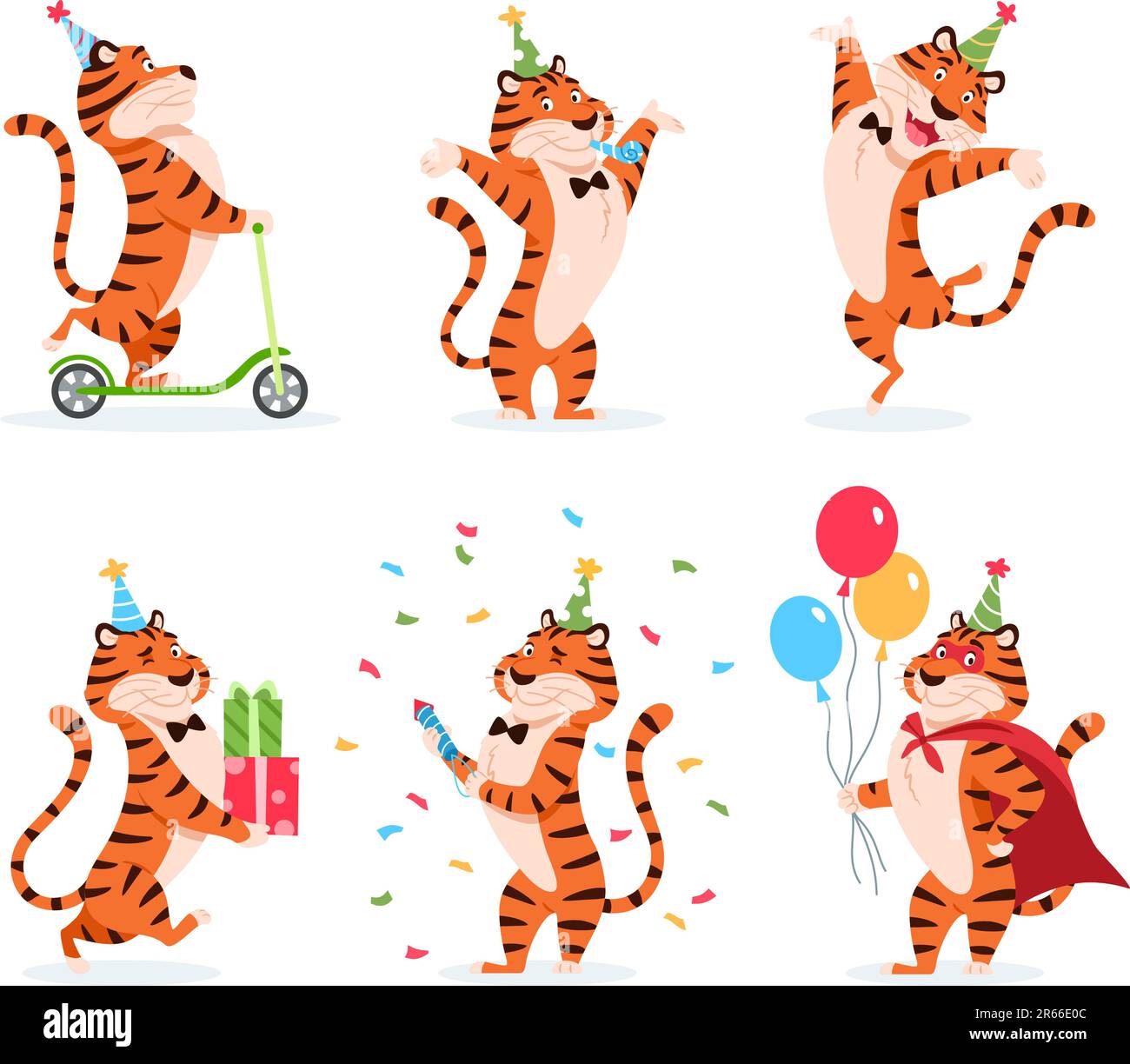 Cartoon tigers set on white background Stock Vector Image & Art - Alamy