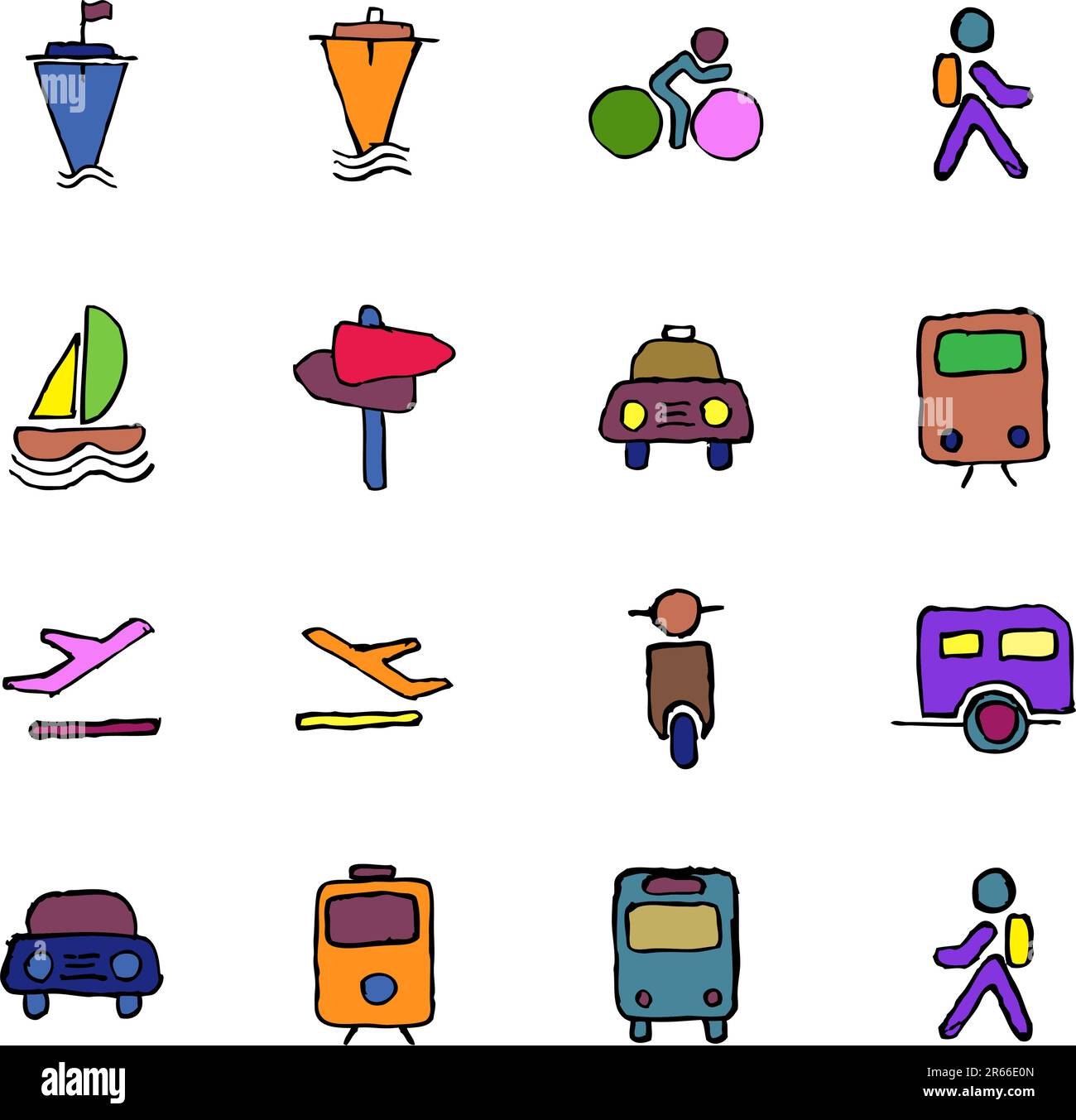 Transportation and Vehicle icons isolated vector Stock Vector Image ...