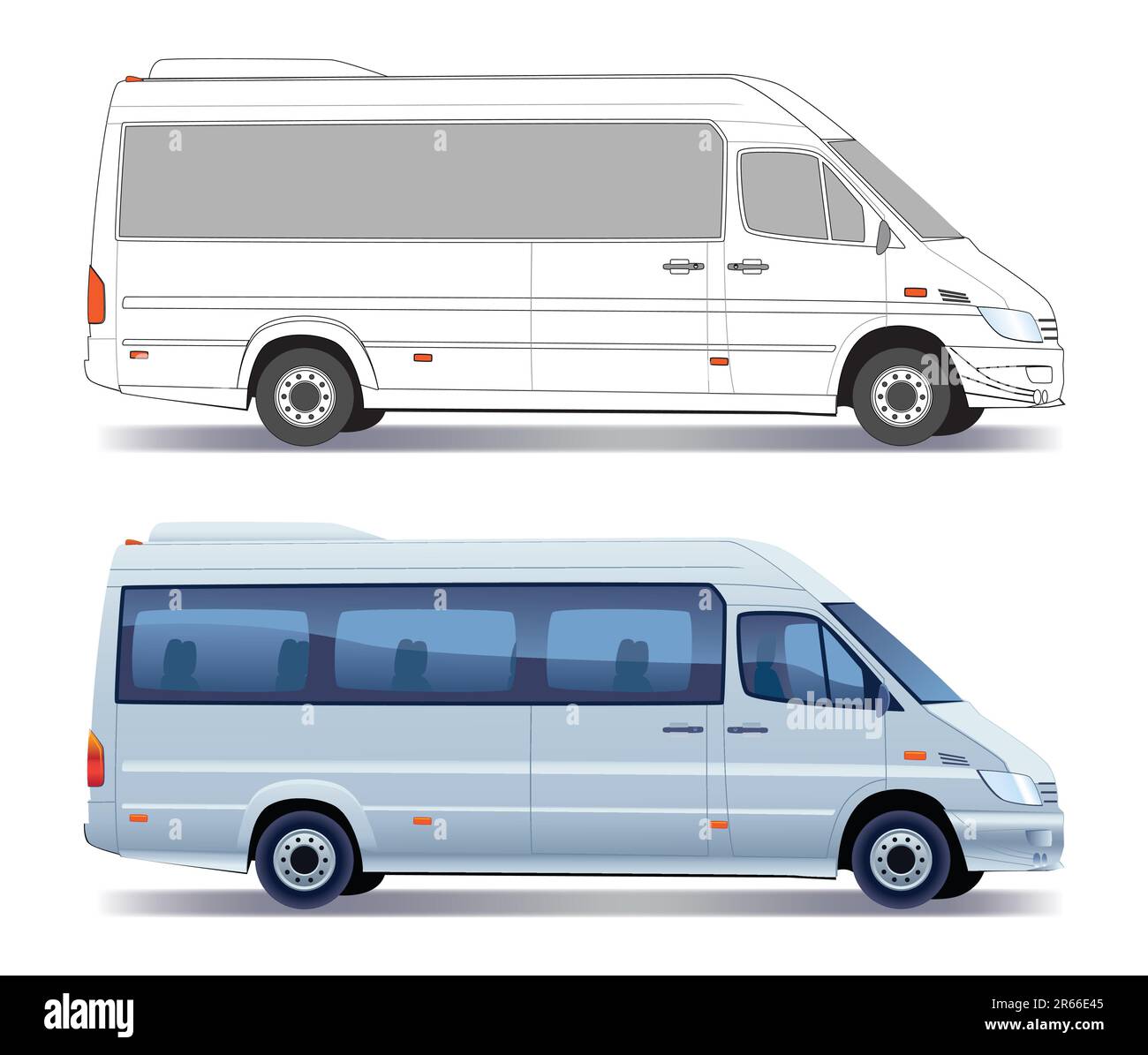 Commercial vehicle - silver passenger minibus - colored and layout ...