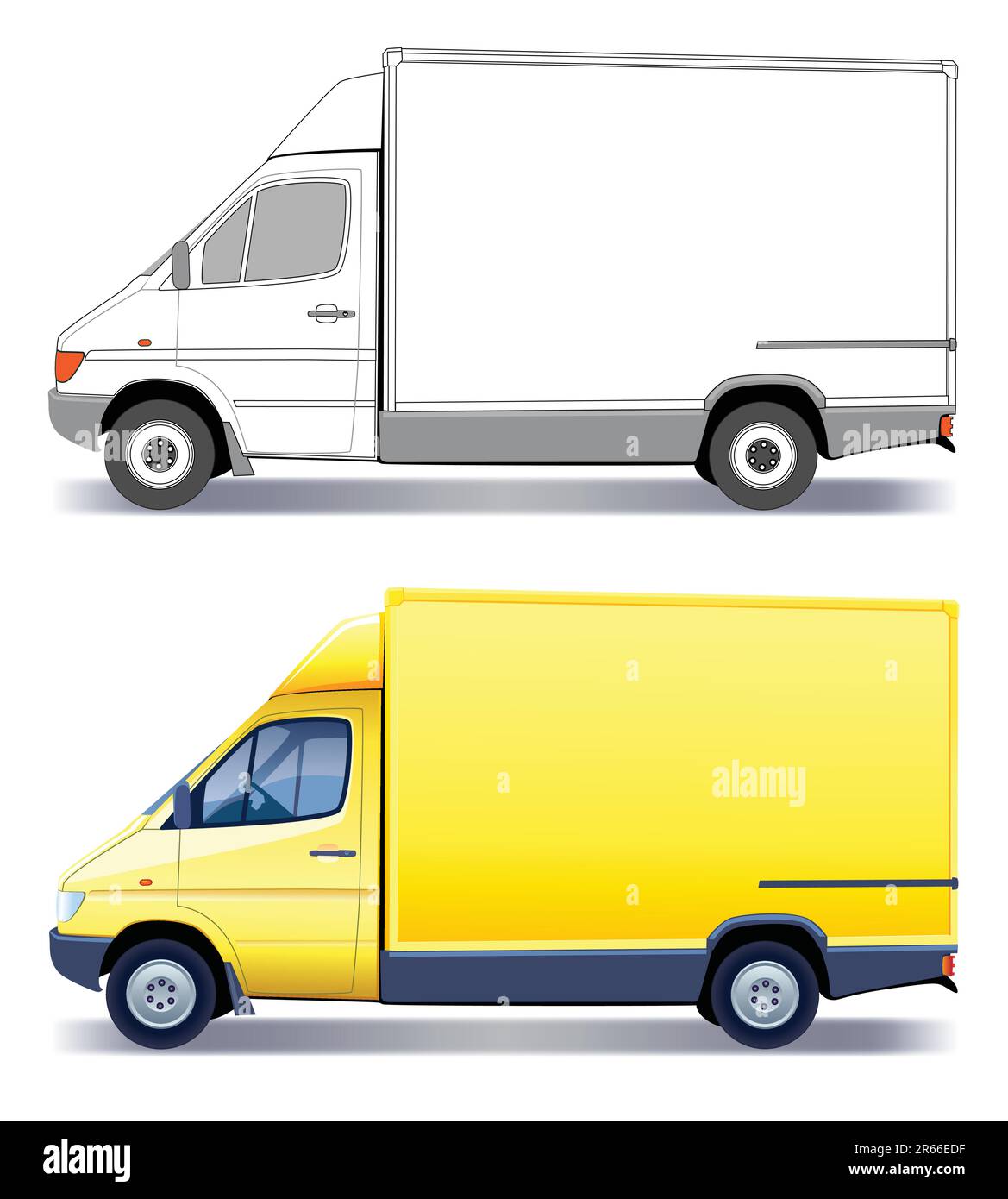 Yellow commercial vehicle - delivery truck - colored and layout Stock ...