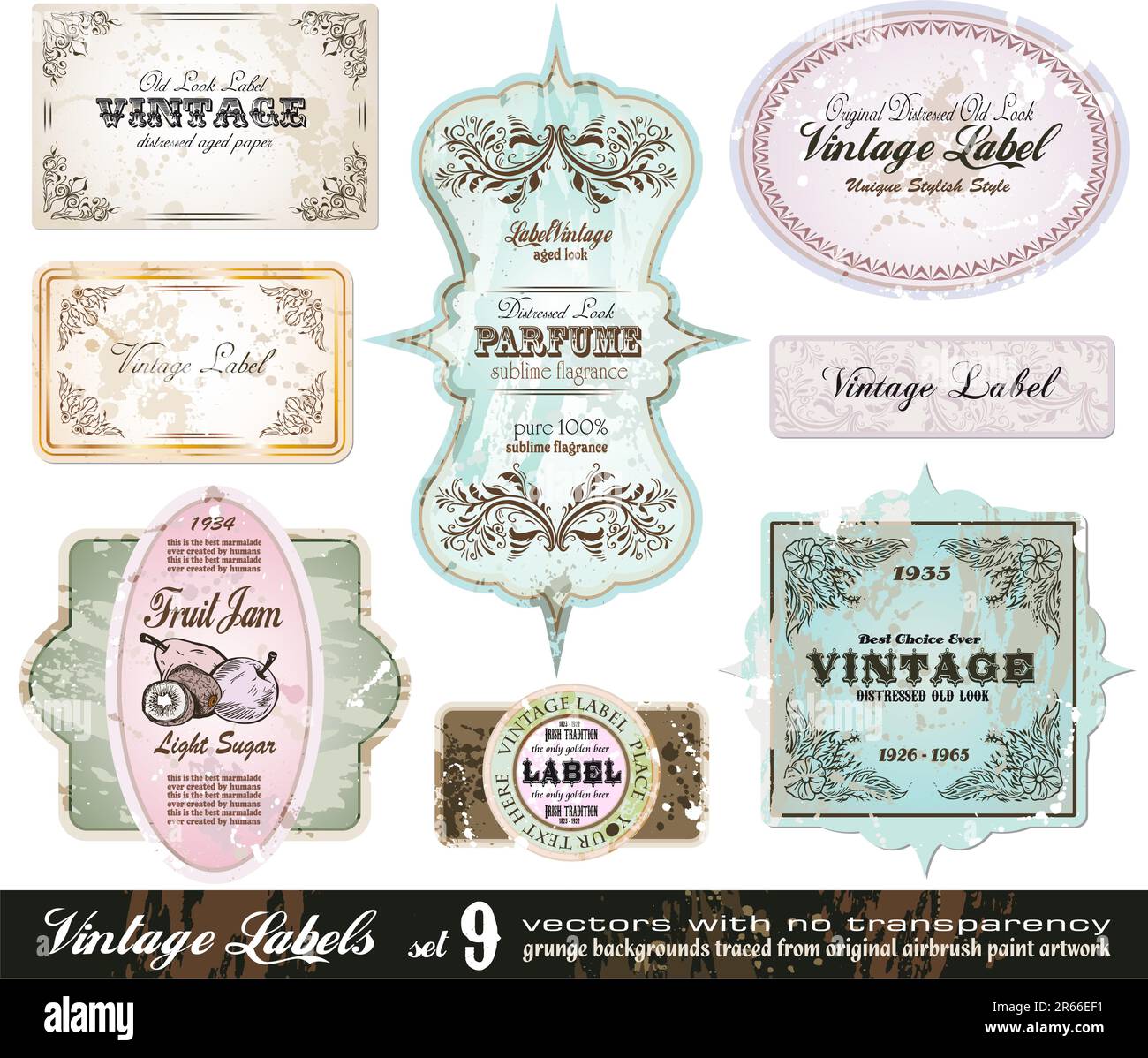 Vintage Labels Collection - 8 design elements with original antique ...
