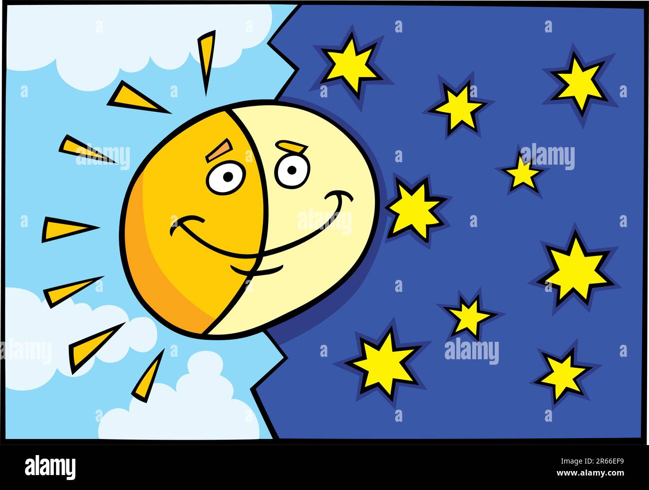Cartoon vector illustration of Sun and Moon Stock Vector Image & Art ...