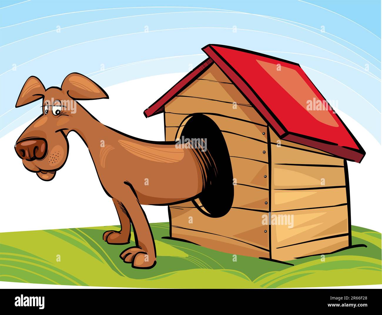 Illustration of Dog in Doghouse Stock Vector Image & Art - Alamy