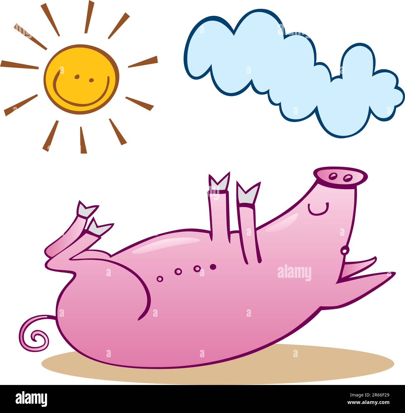 Illustration of happy little pig take sunbath Stock Vector Image & Art ...