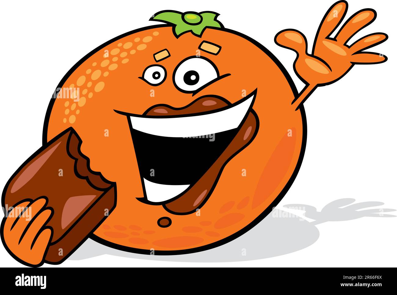 Illustration of cartoon orange eating chocolate Stock Vector Image ...