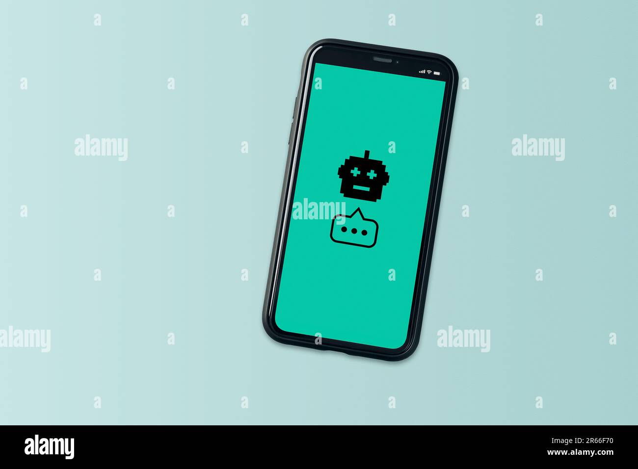 AI chat bot talking to user. Using artificial intelligence chat ...