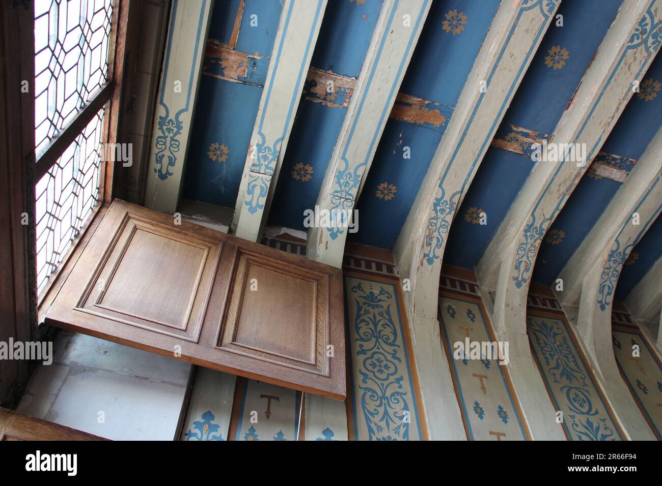 ceiling in a medieval and renaissance castle in touraine (france Stock ...