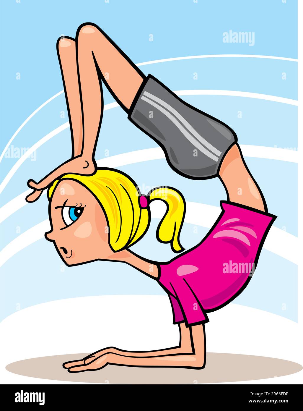 illustration of girl practicing difficult yoga exercises Stock Vector ...