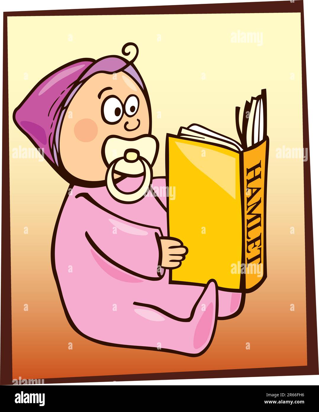 Cartoon illustration of baby reading Hamlet Stock Vector Image & Art ...
