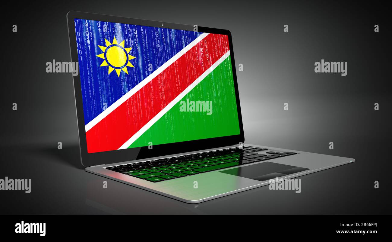 Namibia - country flag and binary code on laptop screen - 3D illustration Stock Photo - Alamy